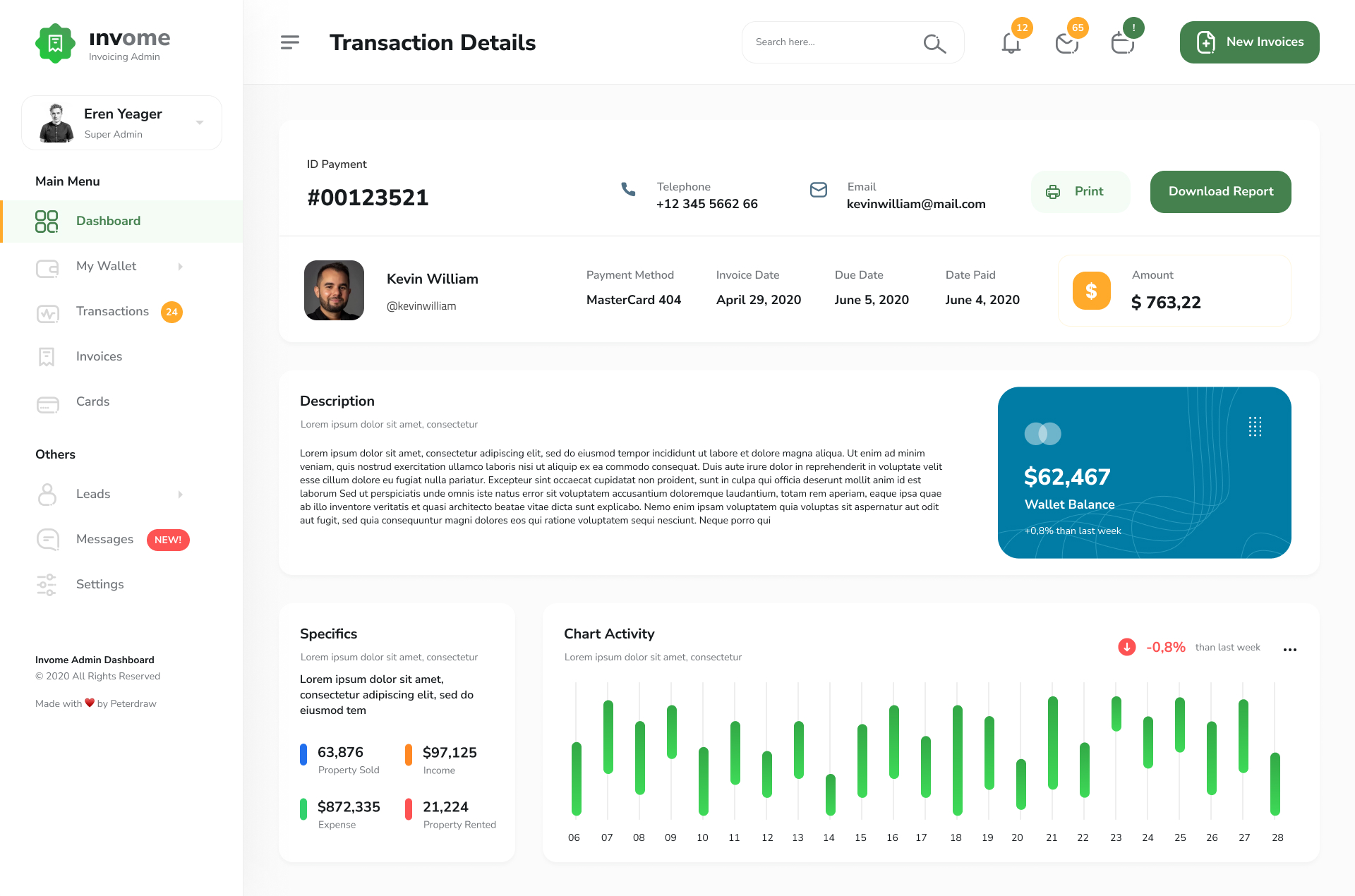 Invome - Invoicing Admin Dashboard Template Figma by peterdraw ...